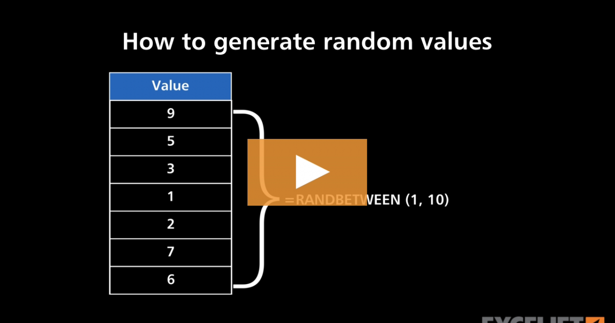 How to generate random values (video) | Exceljet