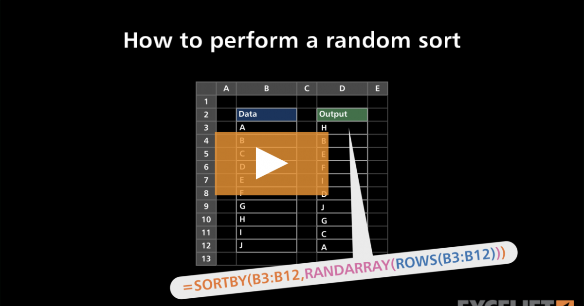 How to perform a random sort (video) | Exceljet