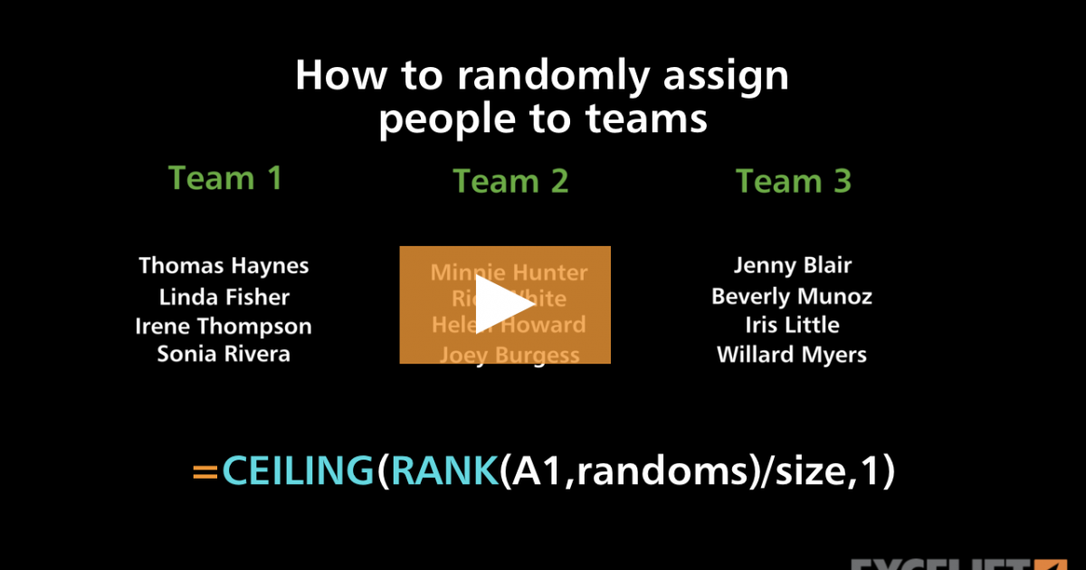 How to randomly assign people to teams (video) | Exceljet