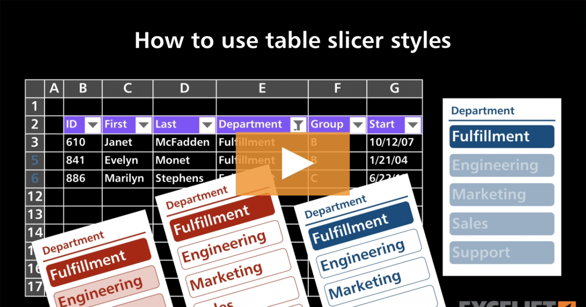 How to use table slicer styles (video) | Exceljet