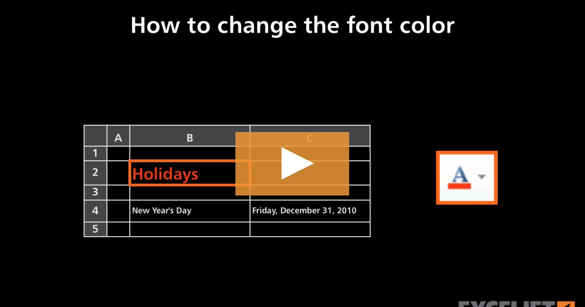 How To Change The Font Color In Excel video Exceljet