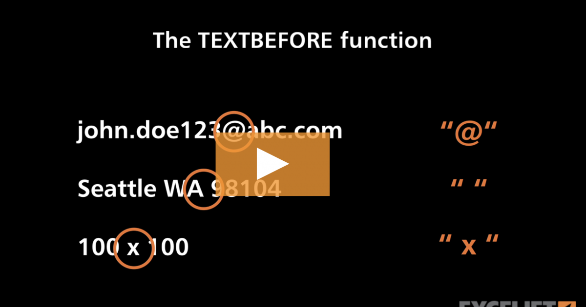 Excel Textbefore Function Video Exceljet
