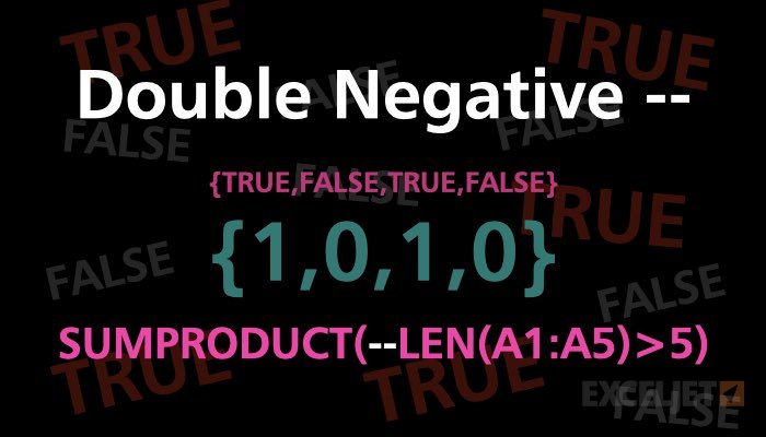 The Double Negative In Excel Formulas Exceljet