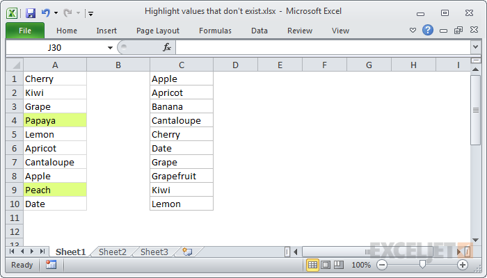 Highlight missing values - Excel formula | Exceljet