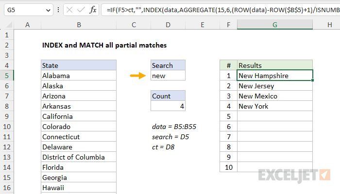 INDEX And MATCH All Partial Matches Excel Formula Exceljet