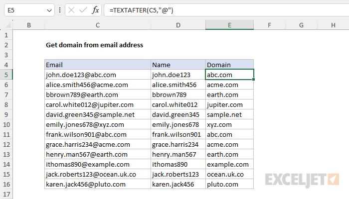 Get Domain From Email Address Excel Formula Exceljet