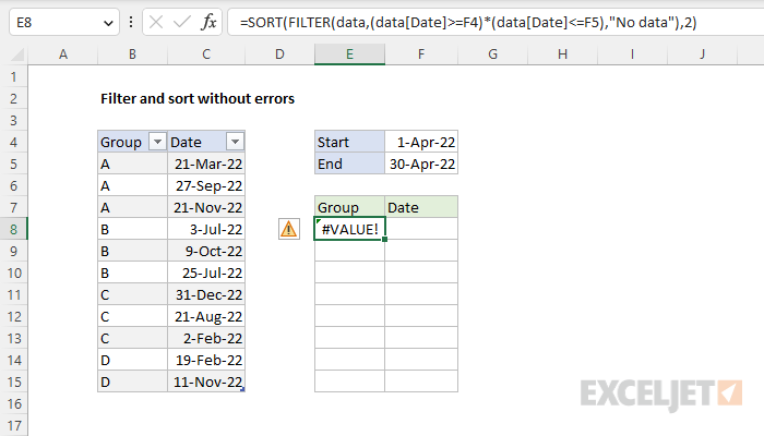 Filter And Sort Without Errors Excel Formula Exceljet