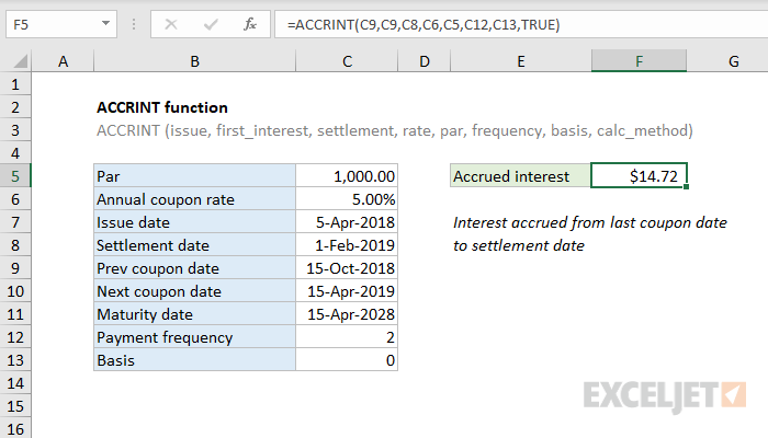 Excel ACCRINT Function Exceljet