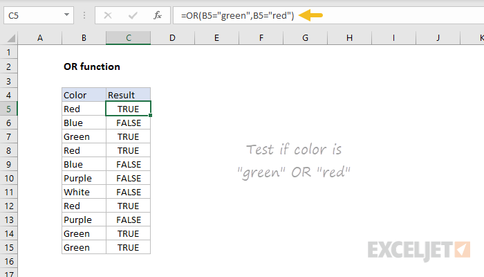 How To Use The Excel OR Function Exceljet