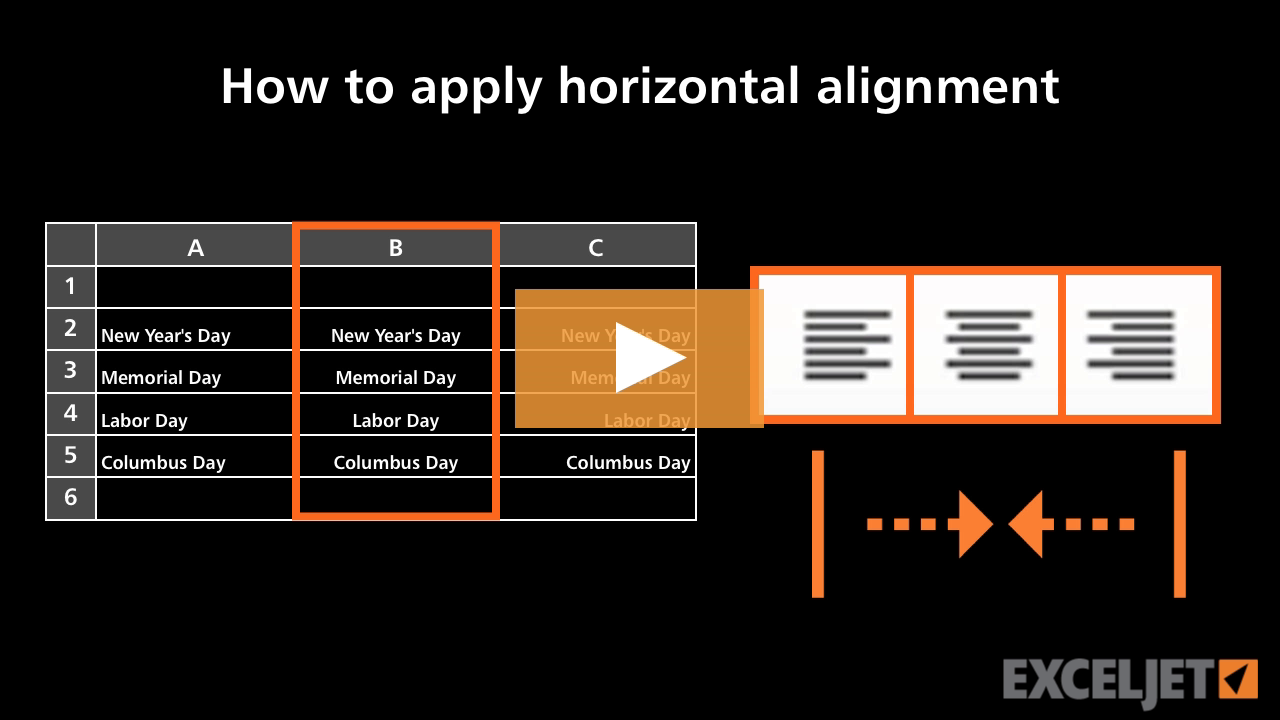 How to apply horizontal alignment in Excel (video) | Exceljet