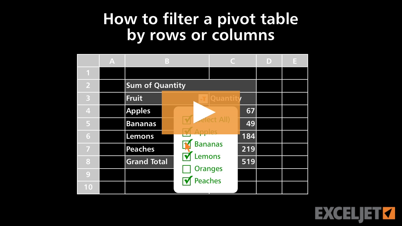 How to filter a pivot table by rows or columns (video) | Exceljet