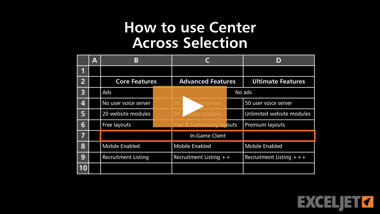 How to use Center Across Selection in Excel (video) | Exceljet